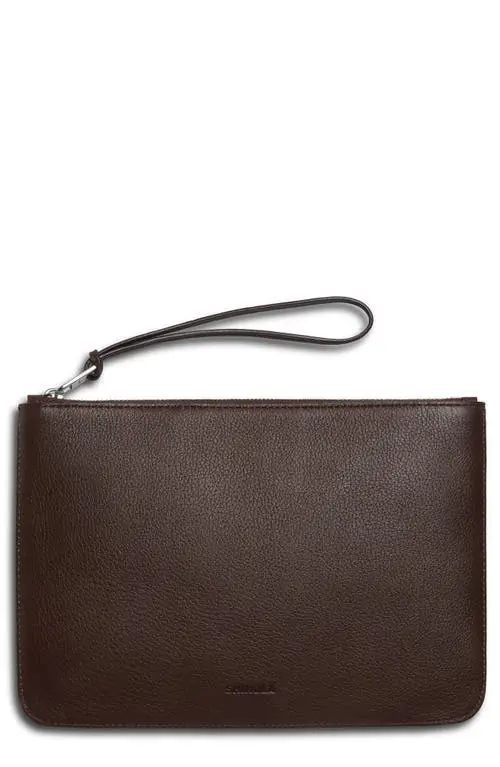 Shinola Wristlet Leather Zip Pouch - Espresso