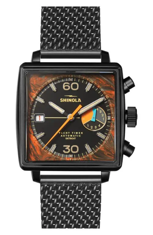 Shinola Mackinac Automatic Yacht Timer Mesh Strap Watch