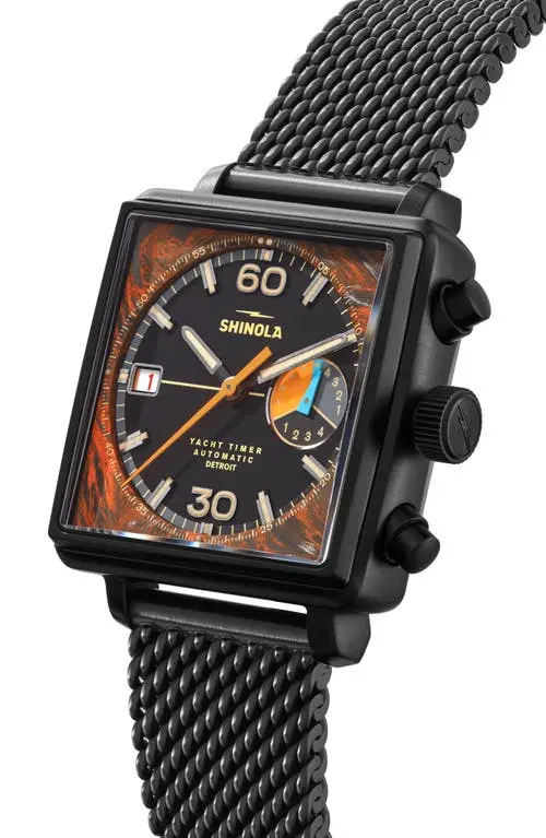 Shinola Mackinac Automatic Yacht Timer Mesh Strap Watch