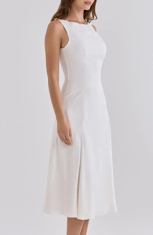 House Of Cb Alyssia Embroidered Satin Midi Dress