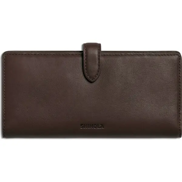 Shinola Continental Snap Leather Continental Wallet - Brown