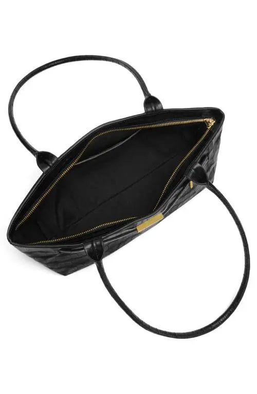 DEMELLIER The New York Croc Embossed Leather Shoulder Bag