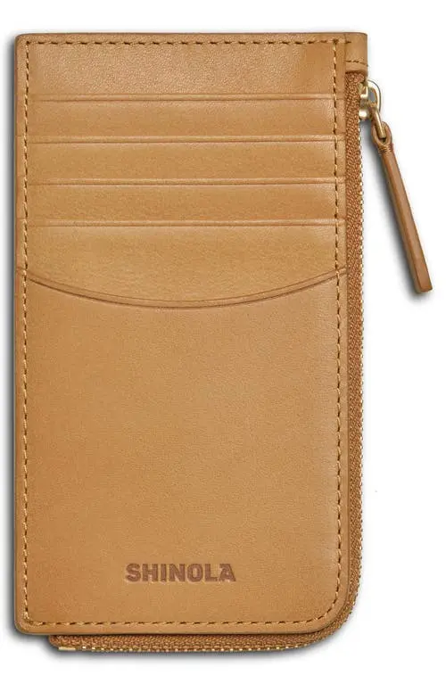 Shinola Zip Around Leather Card Case - Beige
