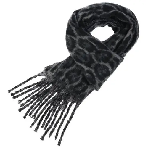 Rebecca Minkoff Brushed Woven Leopard Jacquard Scarf - Black