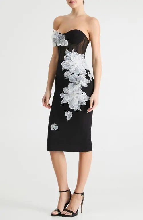 HELSI Rowan Floral Appliqué Strapless Cocktail Dress