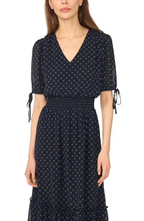 CECE DUPRAZ Print Smocked Waist Maxi Dress