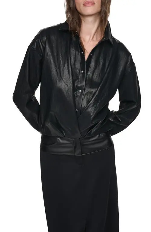 Dkny Faux Leather Shirt Jacket