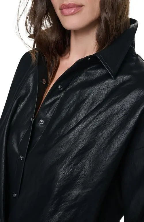 Dkny Faux Leather Shirt Jacket