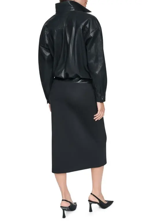 Dkny Faux Leather Shirt Jacket