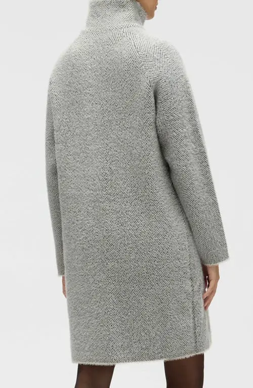 NVLT Eyelash Knit Knee Length Coat - Herringbone