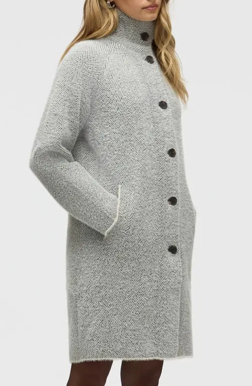 NVLT Eyelash Knit Knee Length Coat - Herringbone