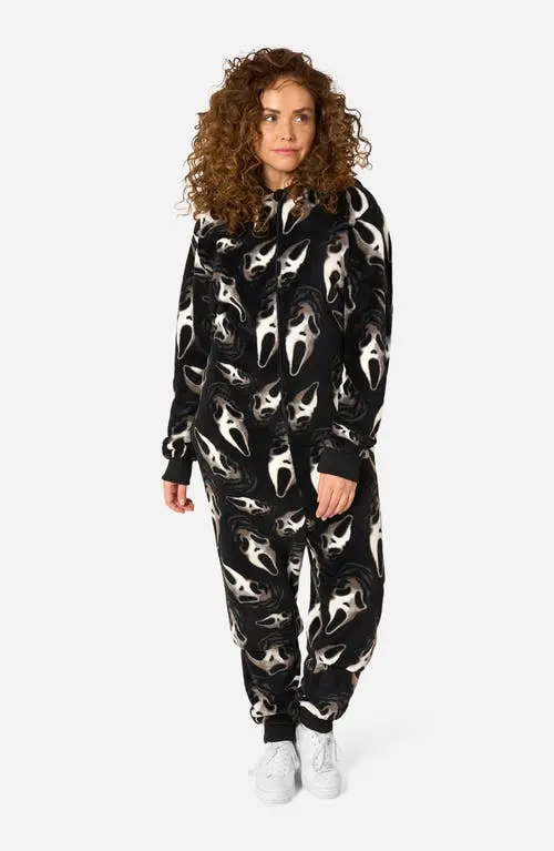 Opposuits Ghostface Hooded Fleece Jumpsuit