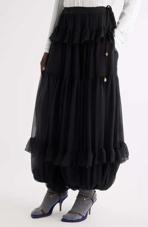 Chloé Ruffle Tiered Silk Mousseline Bubble Skirt