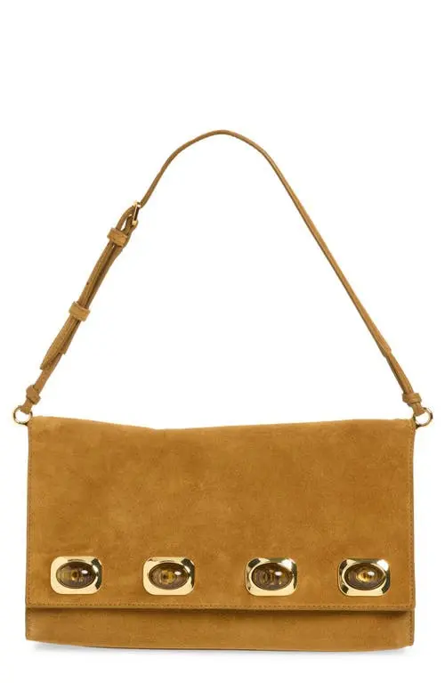 Veronica Beard Edit Stone Embellished Suede Shoulder Bag - Acorn