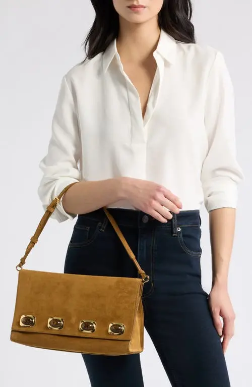 Veronica Beard Edit Stone Embellished Suede Shoulder Bag