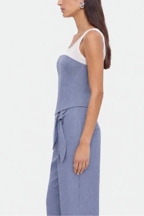 NOCTURNE Denim Trim Blouse
