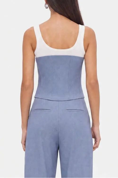 NOCTURNE Denim Trim Blouse