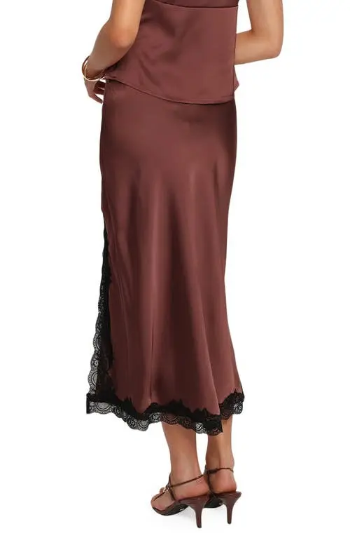 PETAL & PUP Theoni Lace Trim Slit Midi Skirt