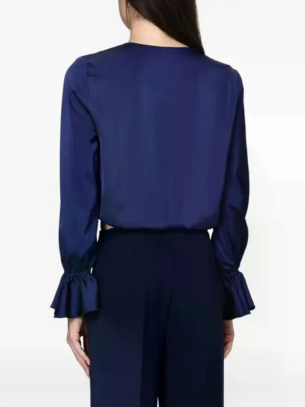 HANITA Ruffled-cuff Wrap Blouse