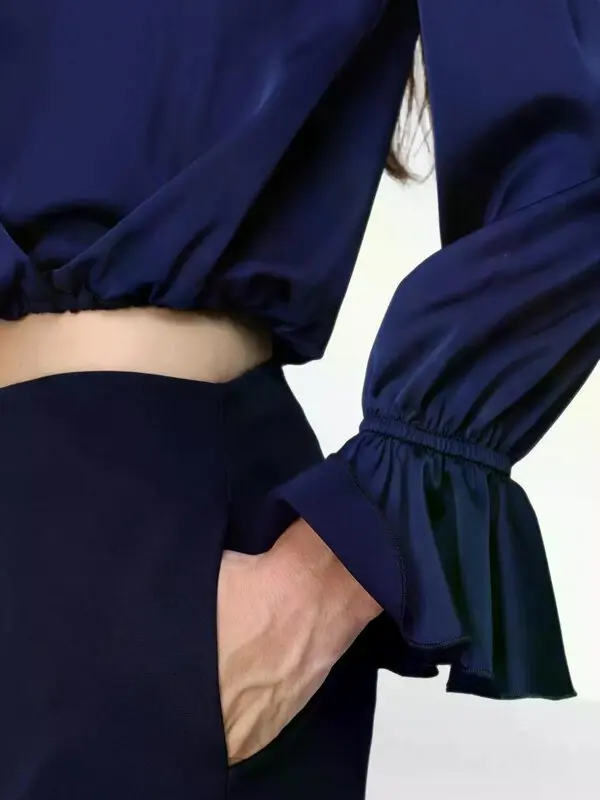 HANITA Ruffled-cuff Wrap Blouse