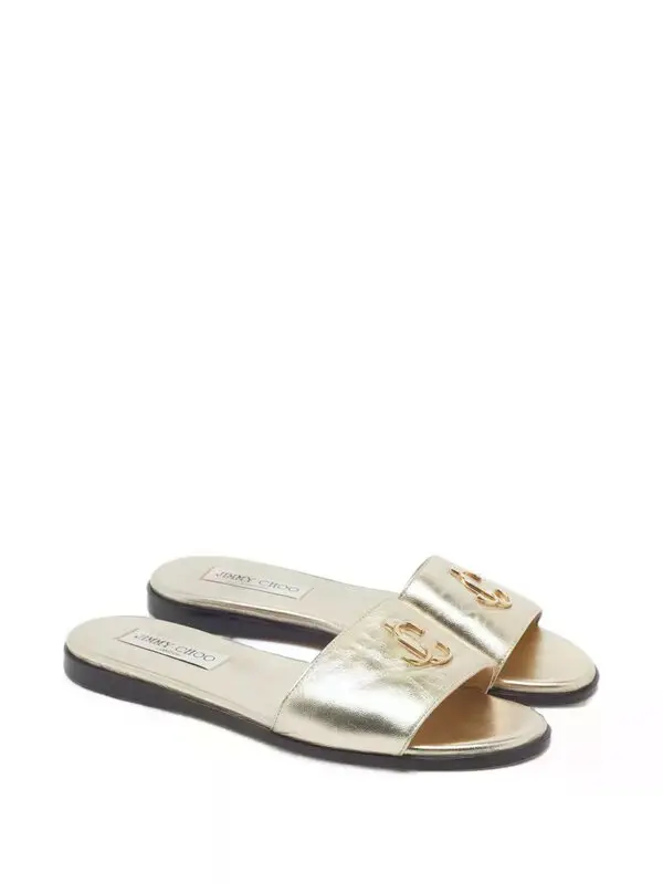 JIMMY CHOO Dina Jc Plaque Sandals - Gold
