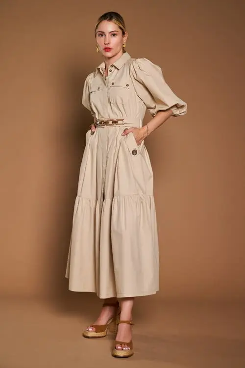 MAISON COMMON Belted Dress In Safari Style