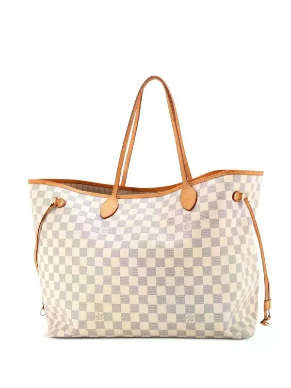 LOUIS VUITTON Neverfull Nm Damier Gm Tote Bag - White