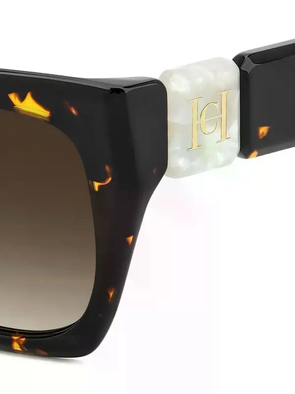 Carolina Herrera Tortoiseshell-effect Squared-frame Sunglasses