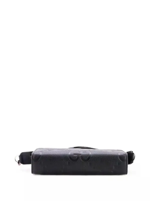 Gucci Zip Crossbody Bag Jumbo Gg Embossed Leather Shoulder Bag