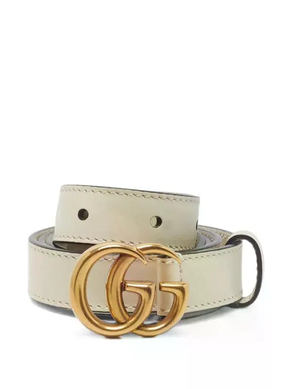 Gucci Gg Marmont Slim Buckle Belt - Neutrals