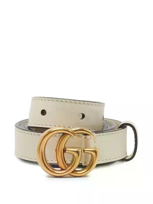 Gucci Gg Marmont Slim Buckle Belt - Neutrals