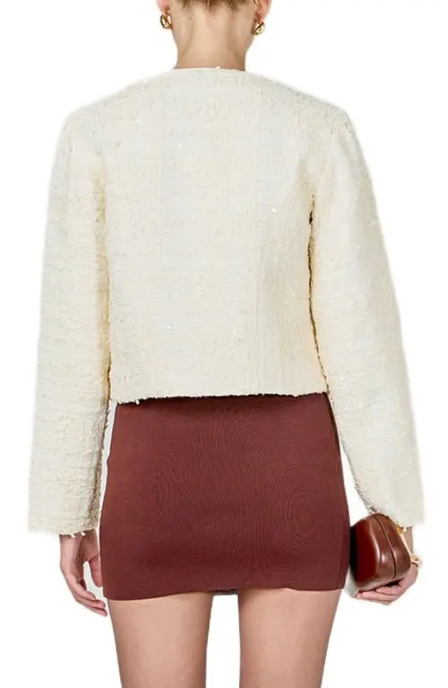 Endless Rose Contrast Bow Sequin Tweed Jacket