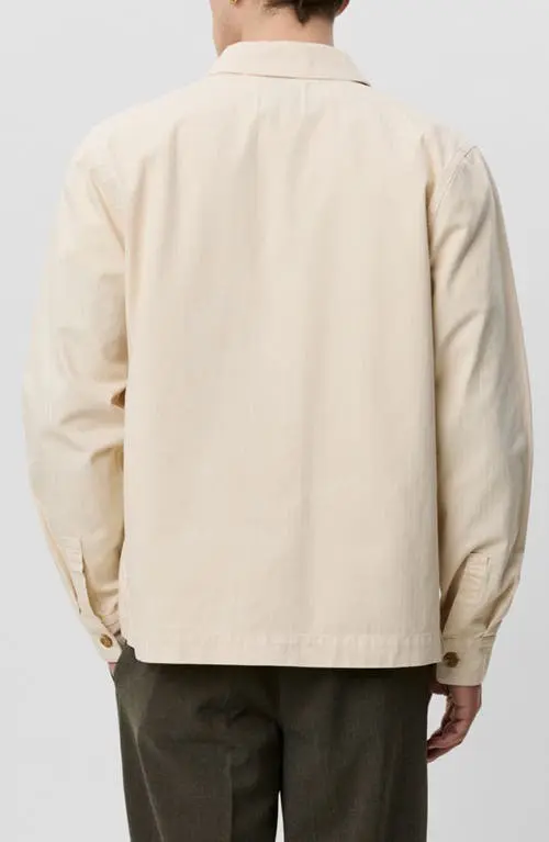 LES DEUX Herringbone Cotton Overshirt