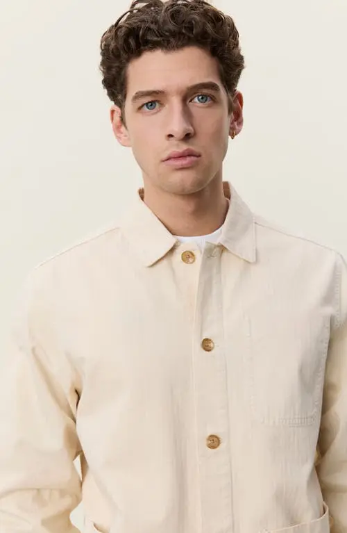 LES DEUX Herringbone Cotton Overshirt