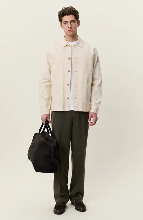 LES DEUX Herringbone Cotton Overshirt