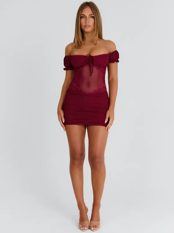 OUTCAST Rosemary Mini Dress Burgundy
