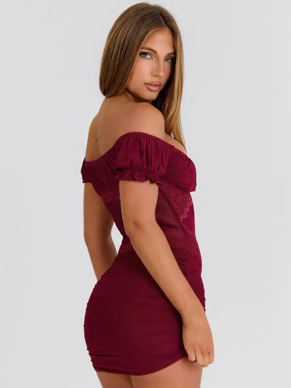 OUTCAST Rosemary Mini Dress Burgundy