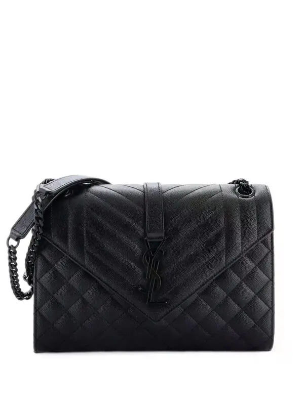 Saint Laurent Classic Monogram Envelope Satchel Mixed Matelasse Leather Medium Shoulder Bag