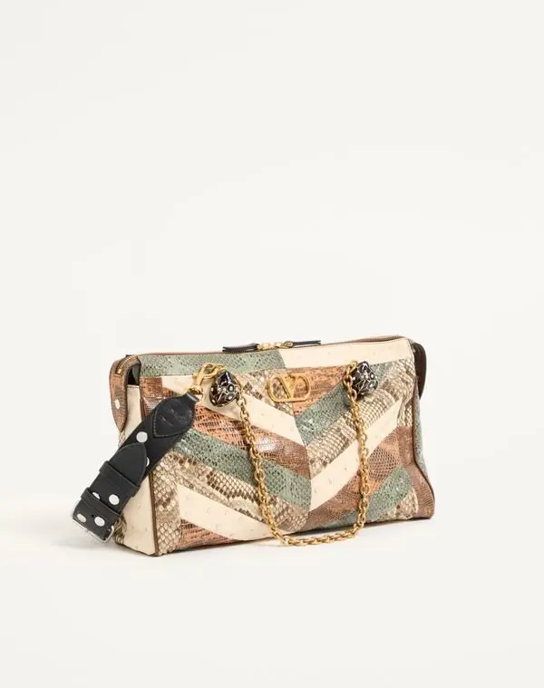 Valentino Garavani Panthea Medium Shoulder Bag In Exotic Leathers With Chevron Motif