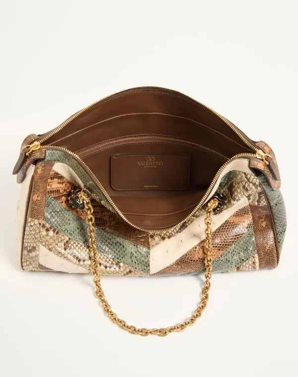 Valentino Garavani Panthea Medium Shoulder Bag In Exotic Leathers With Chevron Motif