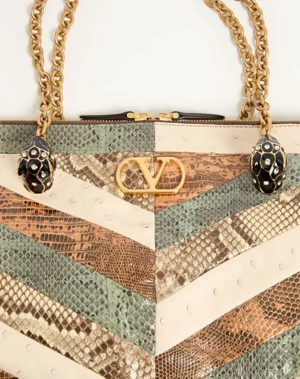 Valentino Garavani Panthea Medium Shoulder Bag In Exotic Leathers With Chevron Motif