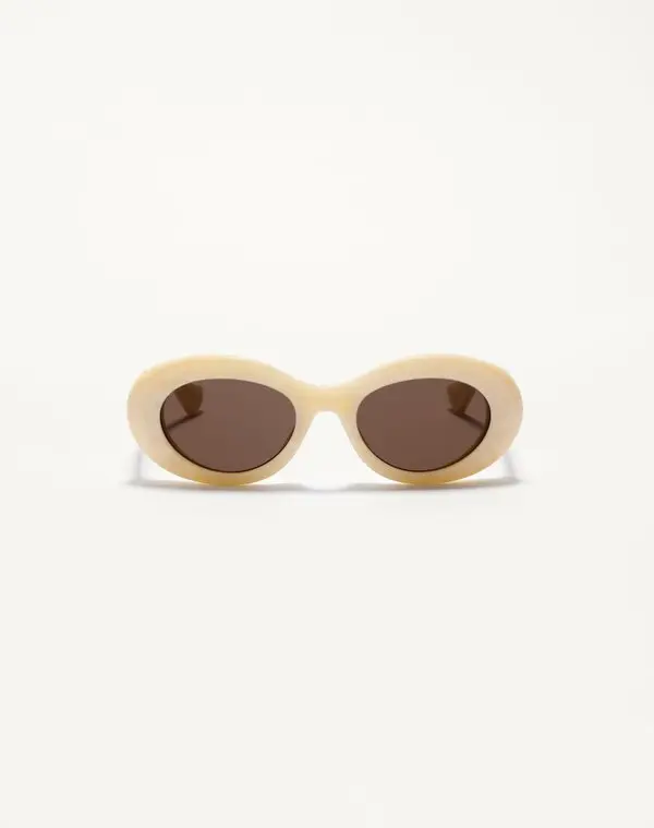 Valentino Garavani Oval Acetate Eyewear - Ivory/brown
