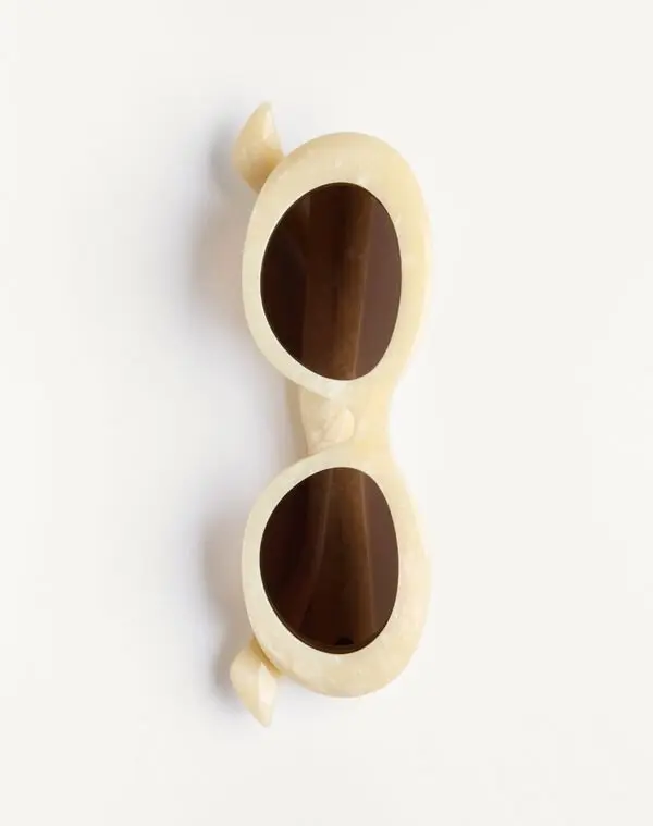 Valentino Garavani Oval Acetate Eyewear - Ivory/brown
