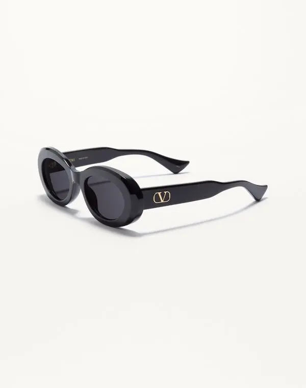 Valentino Garavani Oval Acetate Eyewear - Black/grey