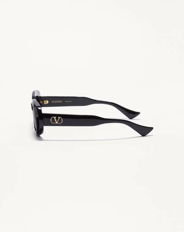 Valentino Garavani Oval Acetate Eyewear - Black/grey