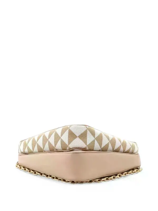 Prada Double Symbole Triangle Bag Leather And Jacquard Mini Shoulder Bag