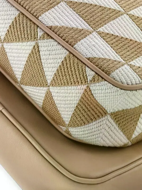 Prada Double Symbole Triangle Bag Leather And Jacquard Mini Shoulder Bag