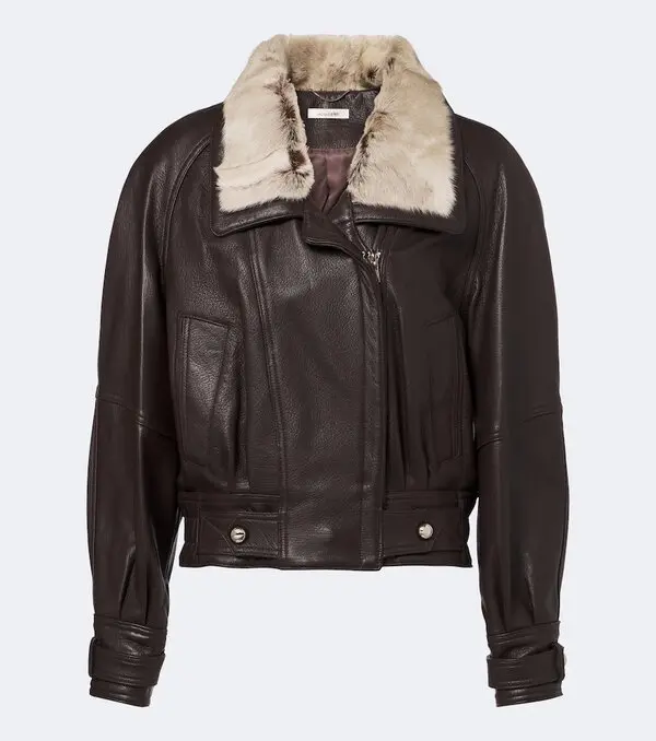 JACQUES WEI Shearling-trimmed Leather Jacket