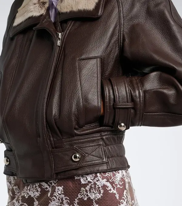 JACQUES WEI Shearling-trimmed Leather Jacket