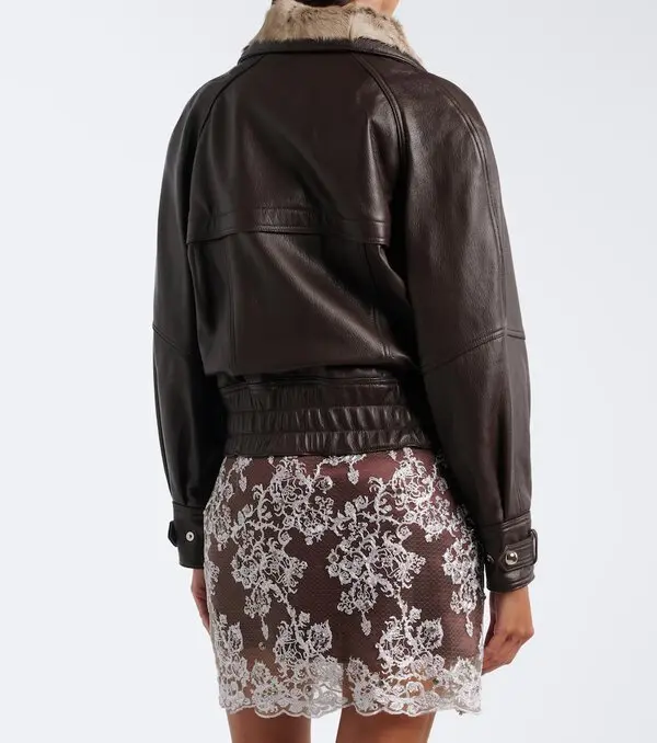 JACQUES WEI Shearling-trimmed Leather Jacket